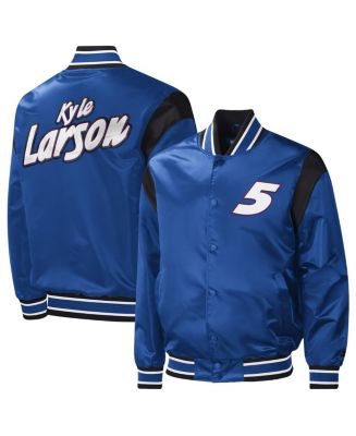 Men's Starter Royal Kyle Larson Force Play Full-Snap Varsity Jacket ...