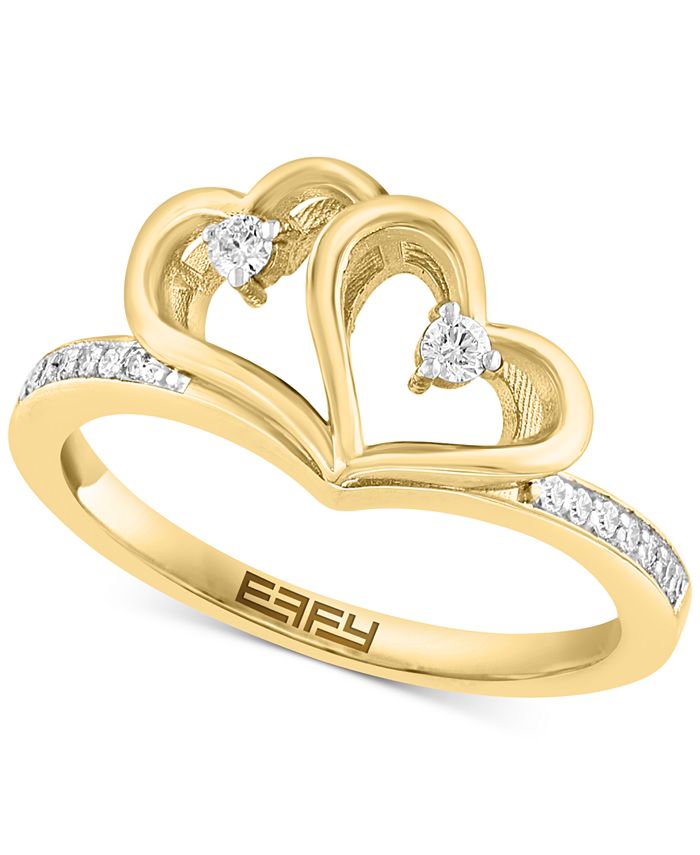 EFFY Collection EFFY® Diamond Double Heart Ring (1/8 ct. t.w.) in 14k Gold - Macy's