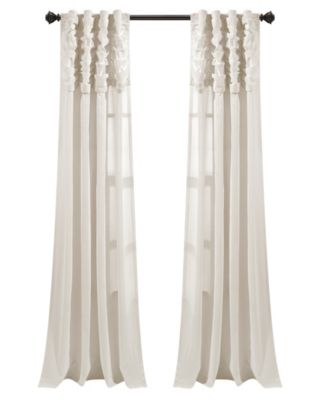 Lush Décor Ruched Waterfall Linen Window Curtain Panel, 52" x 84 ...