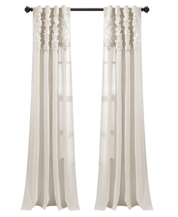 Lush Décor Ruched Waterfall Linen Window Curtain Panel, 52" x 84" - Macy's