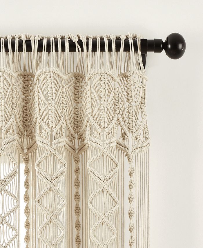 Lush Décor Bohemian Macrame Textured Cotton Window Curtain, 40" x 84 ...