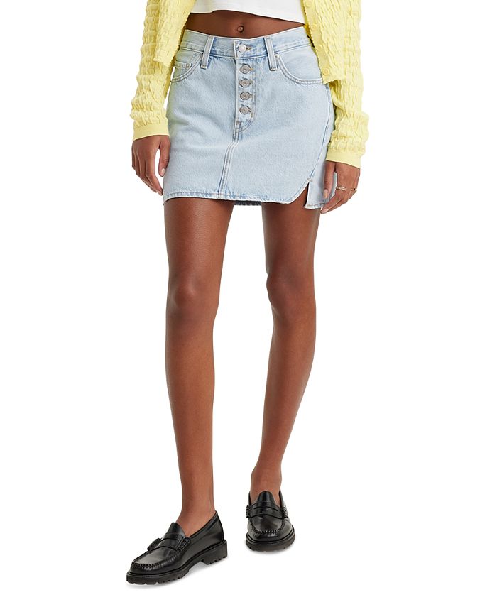 Levi's Women's Cotton Twisted Icon Mini Button-Fly Denim Skirt - Macy's