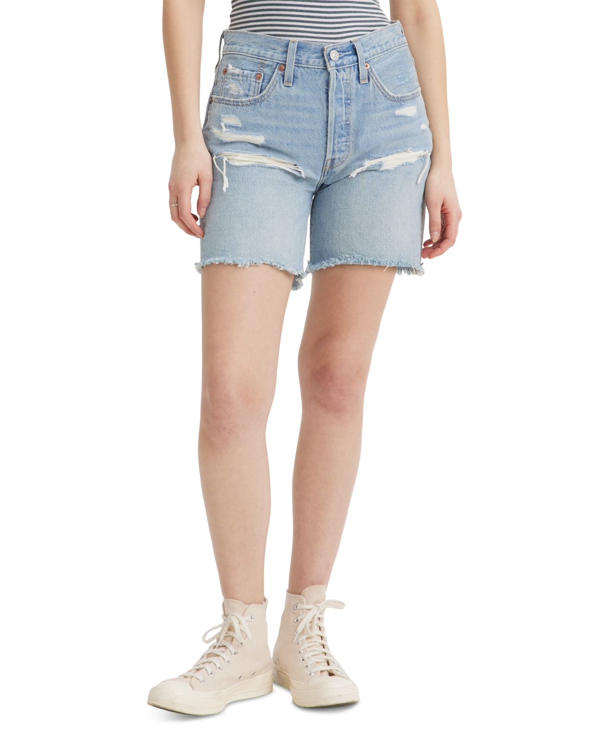 Click here for Levis 501 Mid-Thigh High Rise Straight Fit Denim S... prices