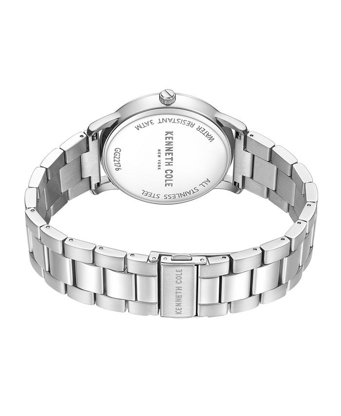 Kenneth Cole New York Men's Quartz Genuine Diamond Accents Silver-Tone ...