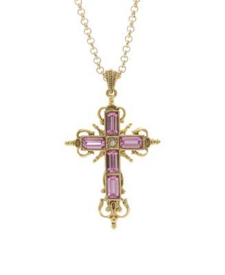 Symbols of Faith Glass Rectangle Cross Necklace - Macy's