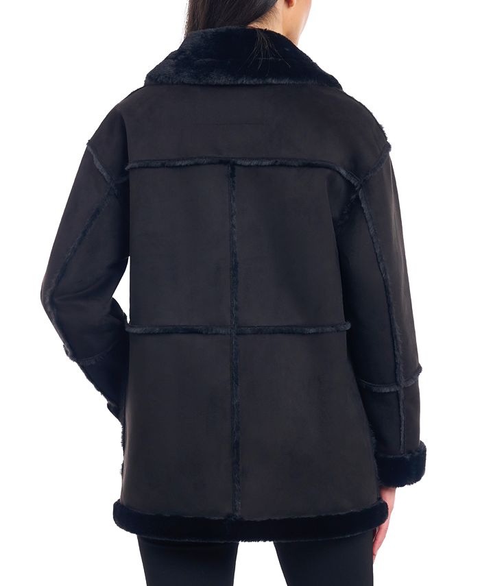 BCBGeneration Women's Faux-Shearling Patch Pocket Coat - Macy's