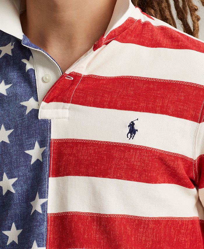 Polo Ralph Lauren Men's Classic-Fit Flag-Print Mesh Polo Shirt - Macy's