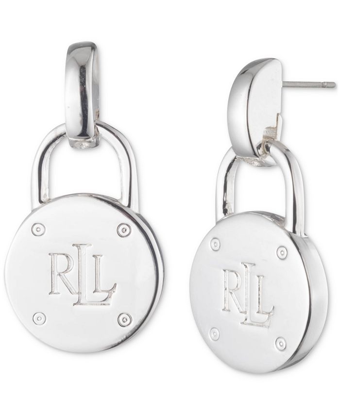 Lauren Ralph Lauren Silver-Tone Padlock Drop Earrings - Macy's
