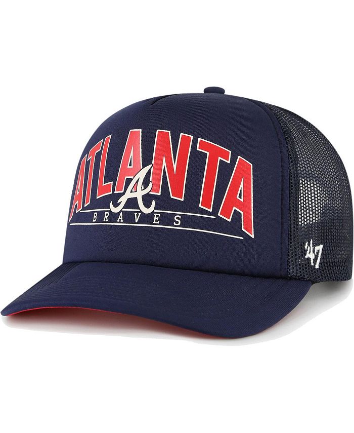 '47 Brand Men's Navy Atlanta Braves Backhaul Foam Trucker Snapback Hat ...