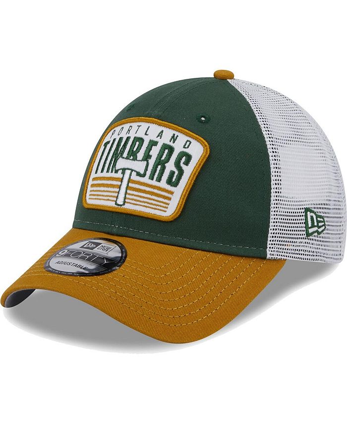 New Era Men's Green and Brown Portland Timbers Patch 9FORTY Trucker ...