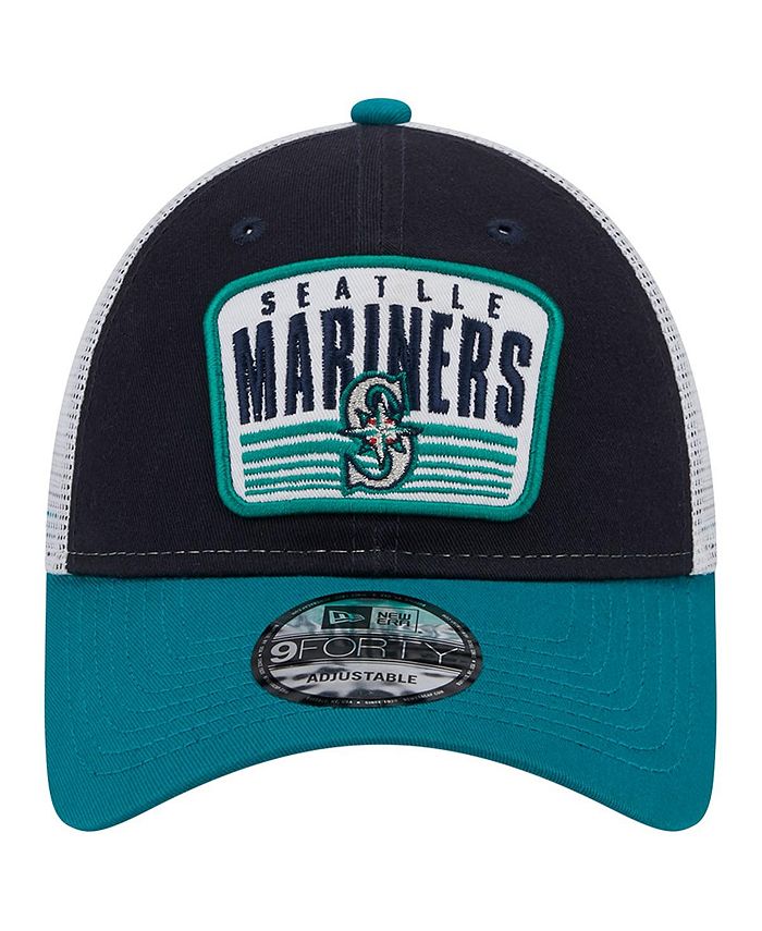 New Era Men's Navy Seattle Mariners Two-Tone Patch 9FORTY Snapback Hat ...