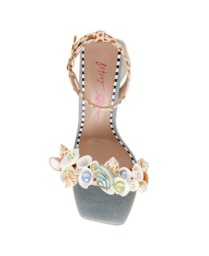Betsey Johnson Women's Anckor Seashell Embellished Heel Sandals - Macy's