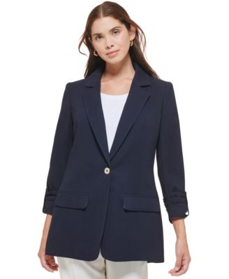 Tommy Hilfiger Women's One-Button Roll-Tab Sleeve Blazer - Macy's