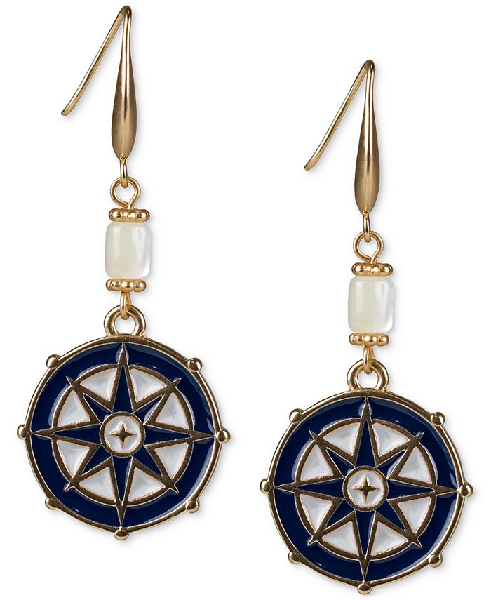 Patricia Nash Gold-Tone Compass & Bead Drop Earrings - Macy's