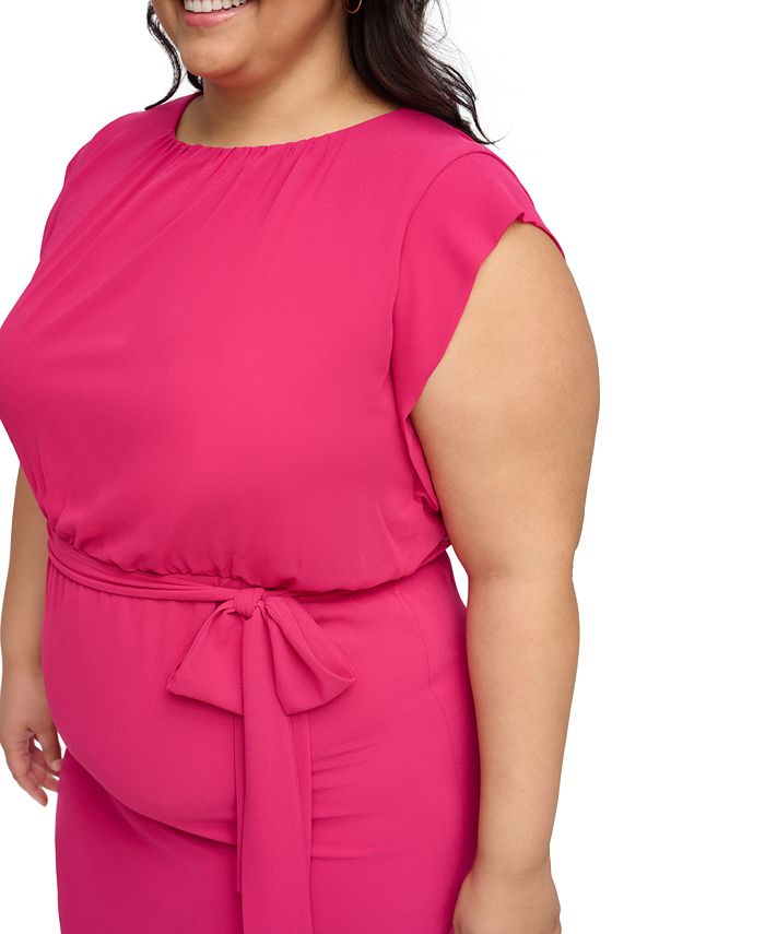 Jessica Howard Plus Size Flutter Sleeve Belted Dress Macys