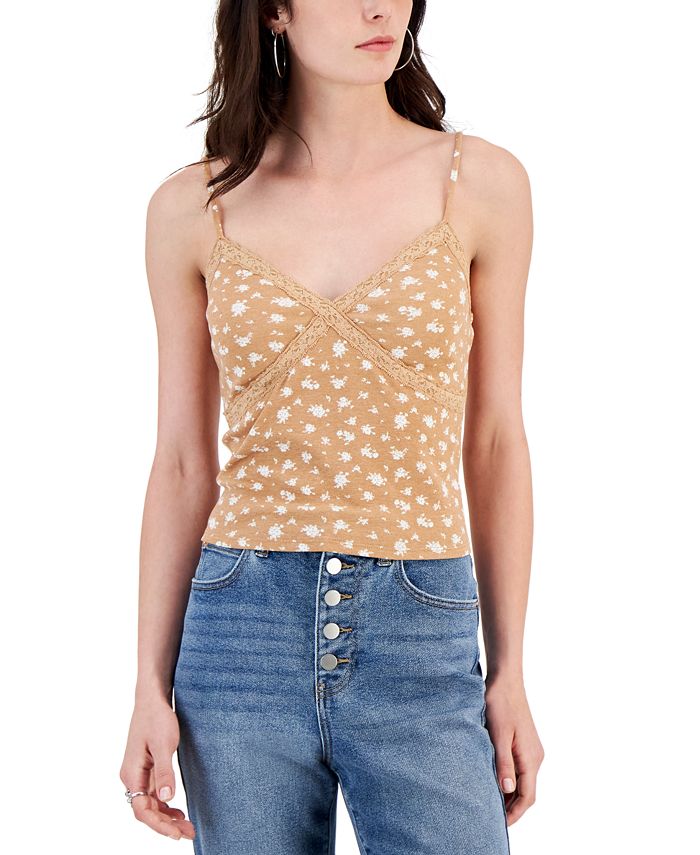 Self Esteem Juniors' Lace-Trim Cami Top - Macy's