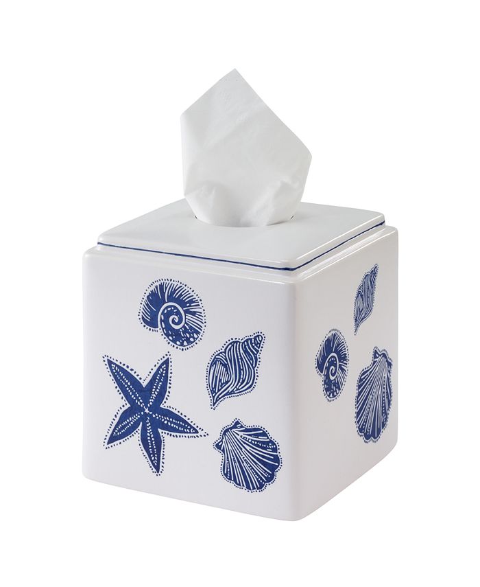 Avanti Ibiza Shells Hand-Painted Stoneware Tissue Box Cover - Macy's