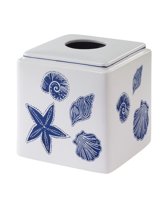 Avanti Ibiza Shells Hand-Painted Stoneware Tissue Box Cover - Macy's