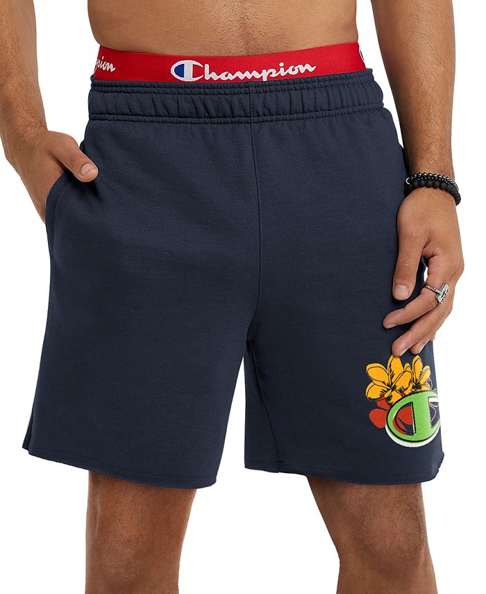 Champion Men's Powerblend Standard-Fit Logo-Print 7" Fleece Shorts - Macy's