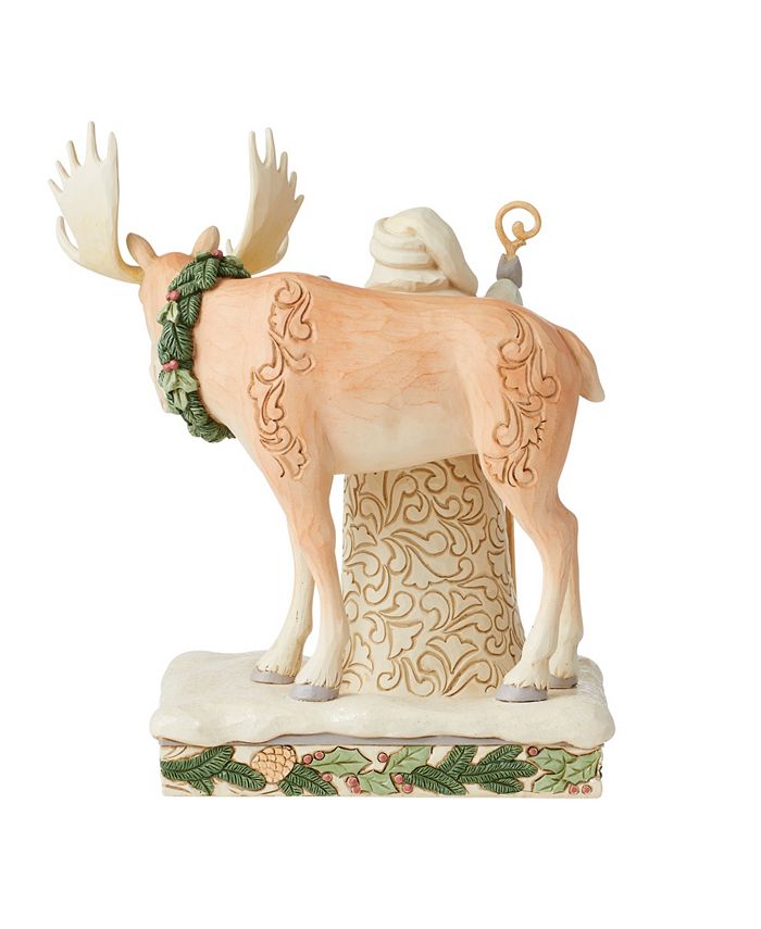 Jim Shore White Woodland Santa and Moose Figurine - Macy's