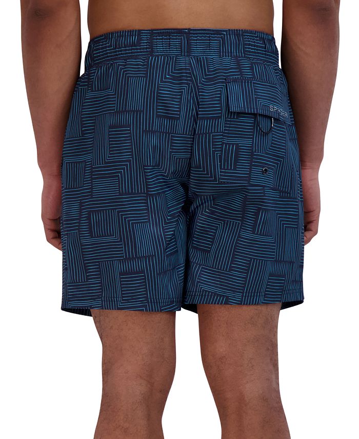 Spyder Men's Geo-Print 7" Swim Trunks with Comfort Liner - Macy's