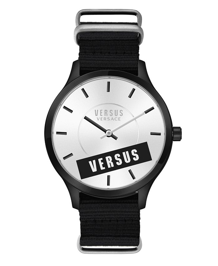 Versus Versace Men's Two-Hand Quartz Less Black Nylon Strap 40mm - Macy's