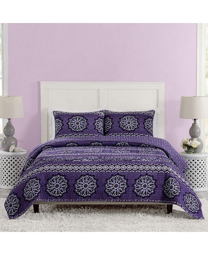 Vera Bradley Tranquil Medallion 3-Piece Quilt Set, King - Macy's