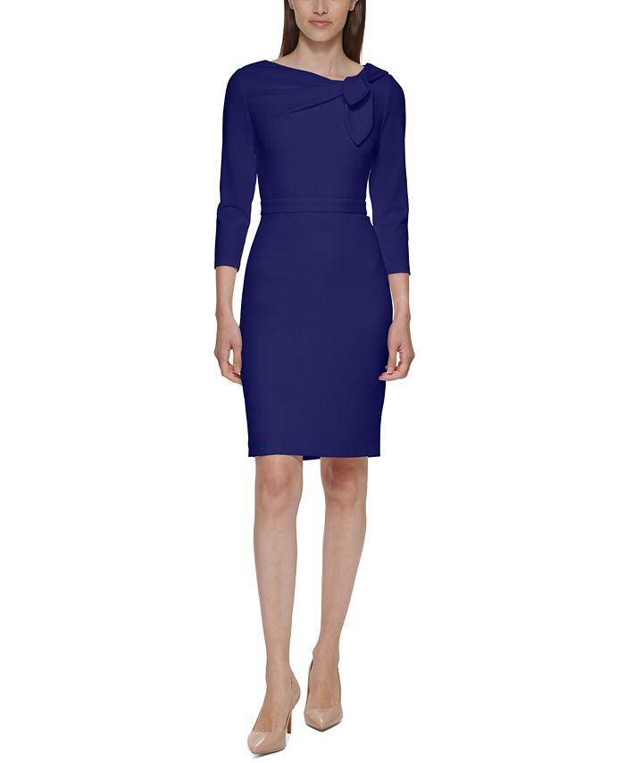 Calvin Klein Women's Bow-Neck Scuba Crepe Sheath Dress - Macy's