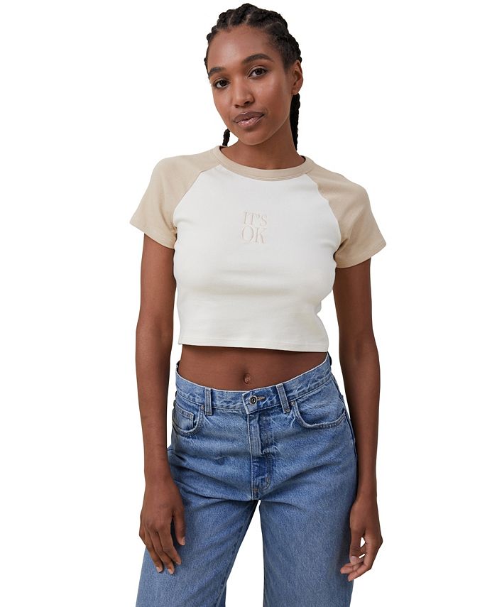 COTTON ON Women's Micro Fit Rib Raglan Graphic T-shirt - Macy's