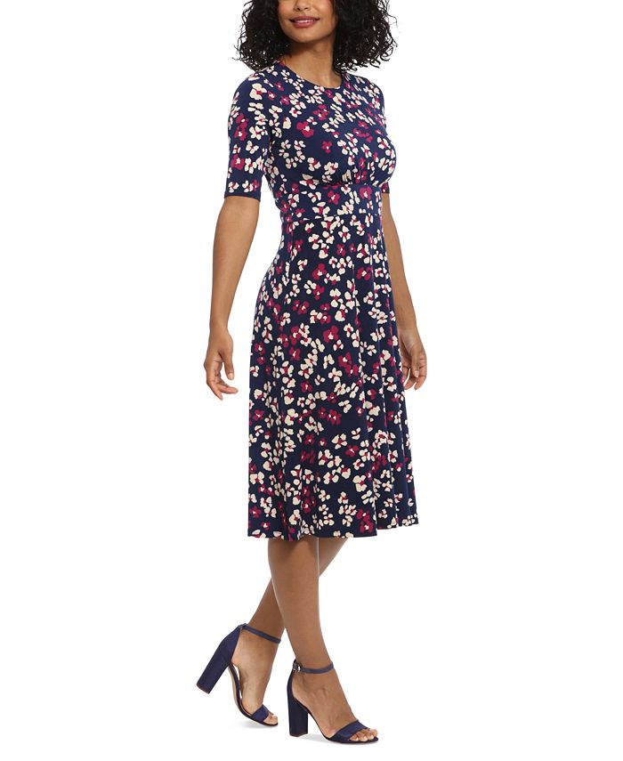 London Times Petite Printed Jersey A-Line Midi Dress - Macy's