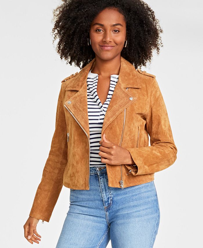 On 34th Women's Suede Moto Jacket, Created for Macy’s - Macy's