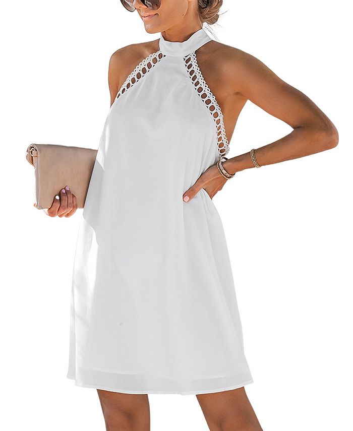 CUPSHE Women's Lace Halter Mini Cover Up Dress - Macy's