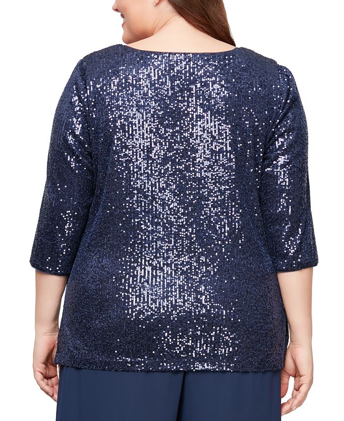 Alex Evenings Plus Size Sequined Party Top - Macy's