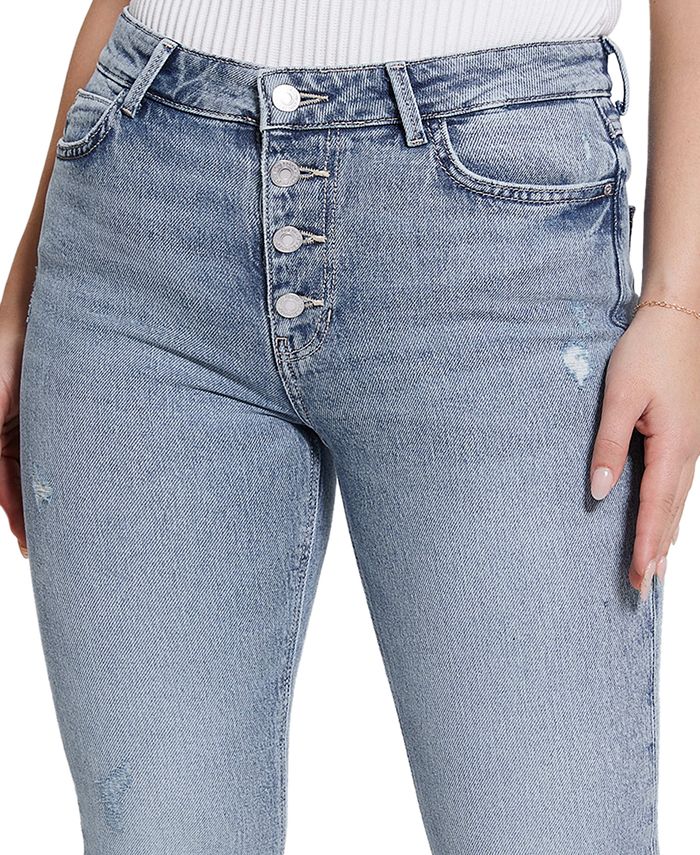 GUESS Women's 1981 High-Waisted Button-Fly Skinny Jeans - Macy's