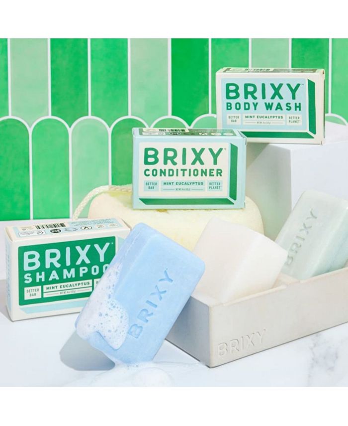 BRIXY Mint Eucalyptus Starter Set - Shampoo Bar, Conditioner Bar, and ...