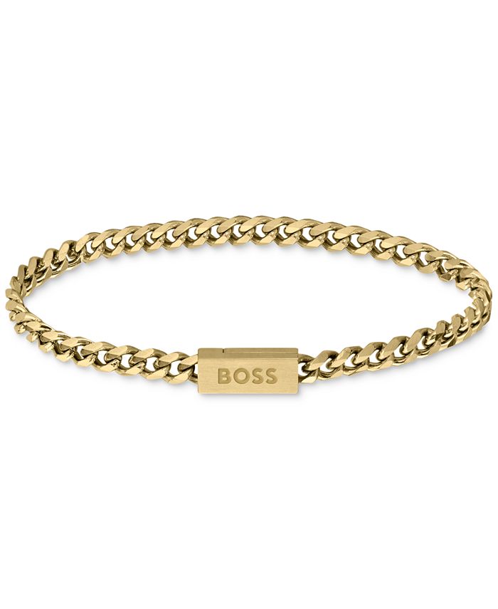 Hugo Boss Men's Gold Ion-Plated Chain Bracelet - Macy's