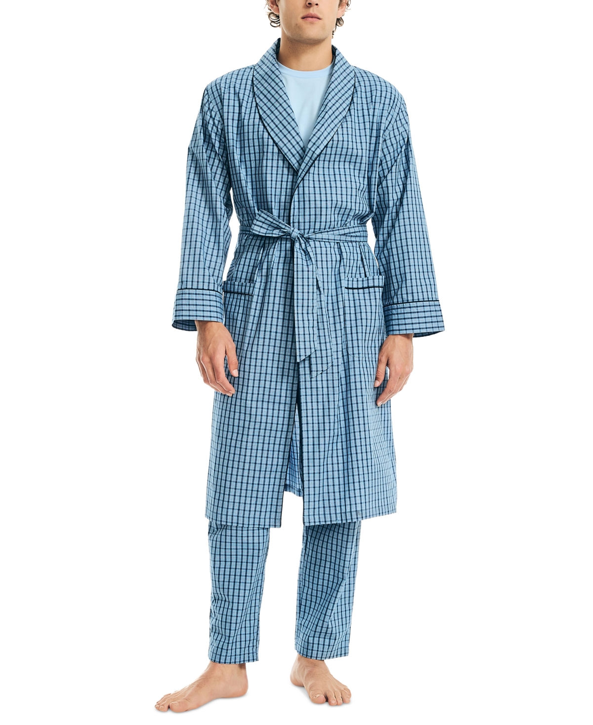 Click here for Nautica Mens Woven Plaid Robe - Cornflower Blue prices