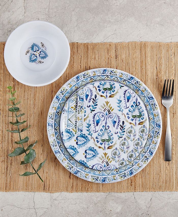Fitz and Floyd Azure Melamine 12 Piece Dinnerware Set, Service for 4 ...