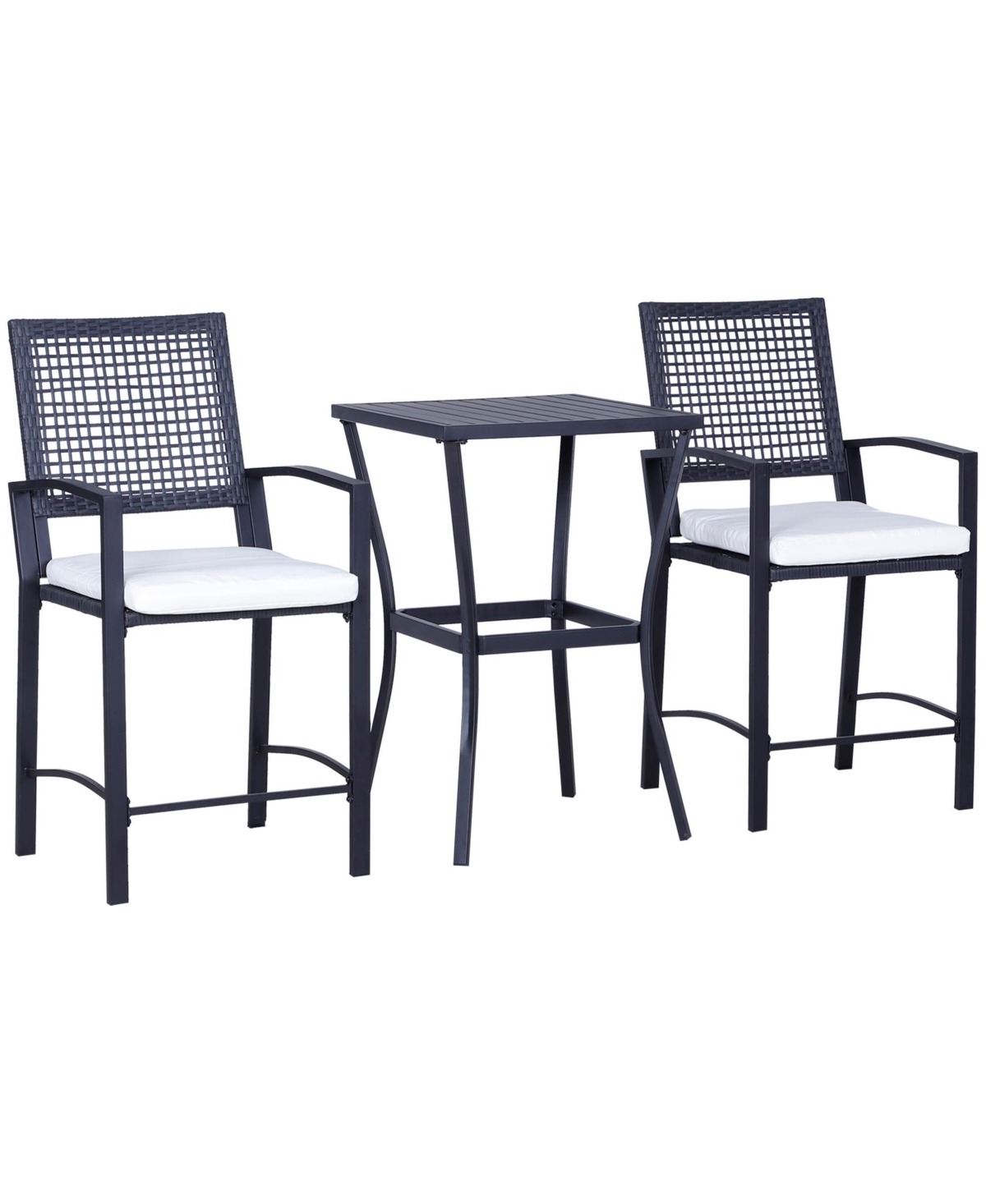 Click here for Outunny 3pc Rat Wicker Bistro Set Patio Bar Table... prices