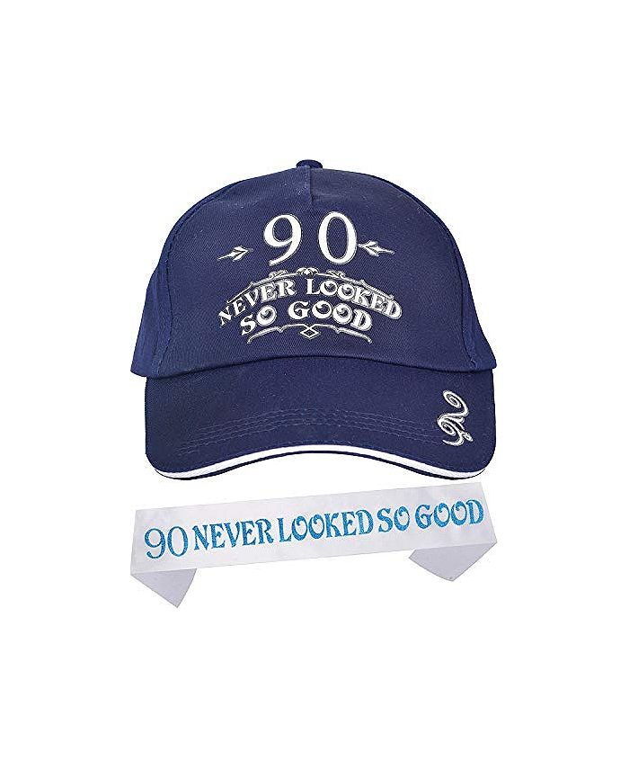 Meant2tobe 90th Birthday Gifts for Men, 90th Birthday Hat and Sash Men ...