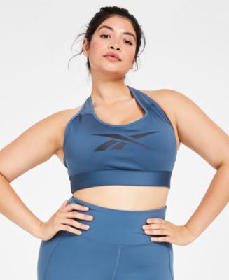 Reebok Plus Size Lux Vector Medium Impact Racerback Bra - Macy's