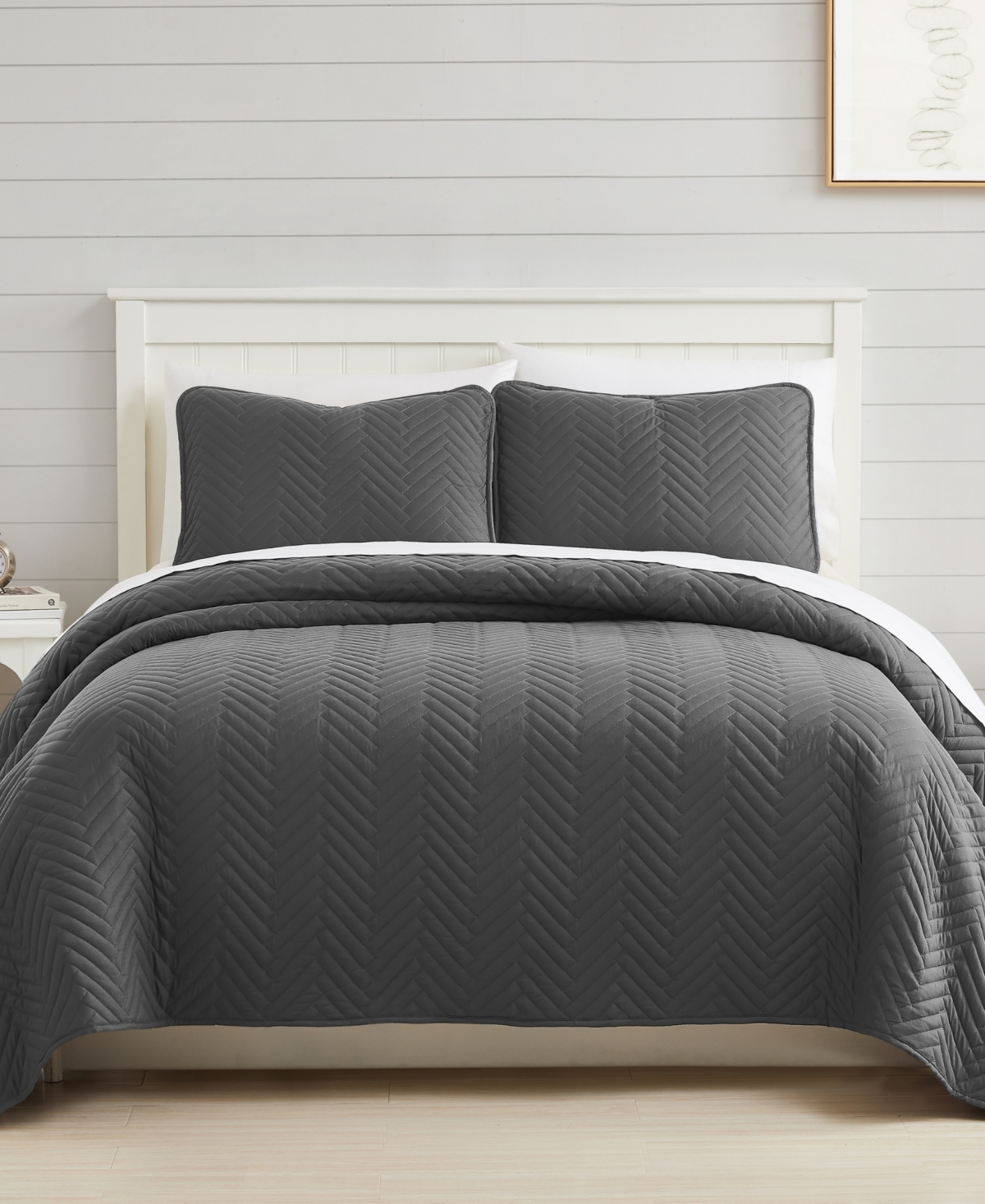 Click here for Southshore Fine Linens Solid Color Chevron 2-Pc. Q... prices