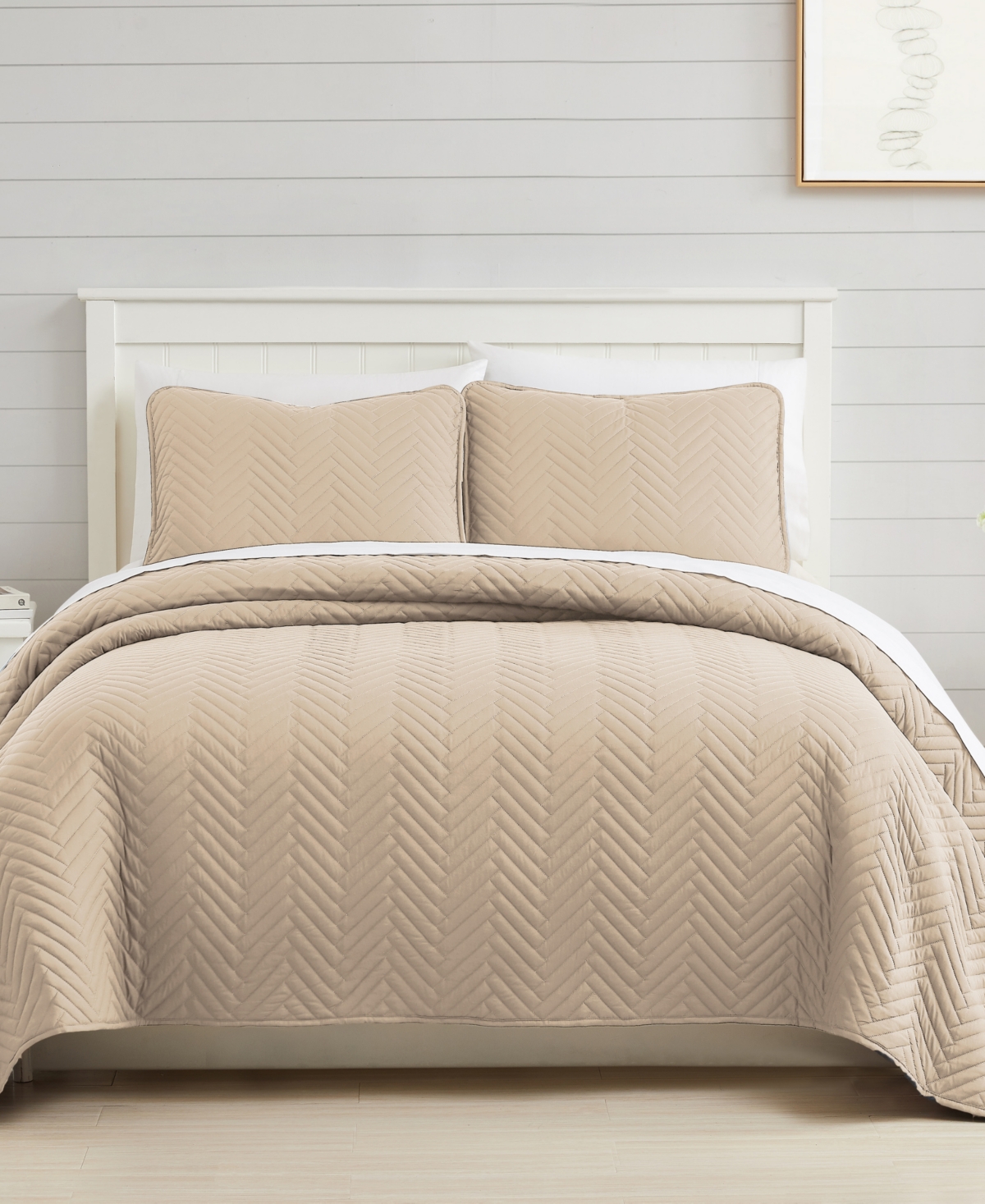 Click here for Southshore Fine Linens Solid Color Chevron 2-Pc. Q... prices