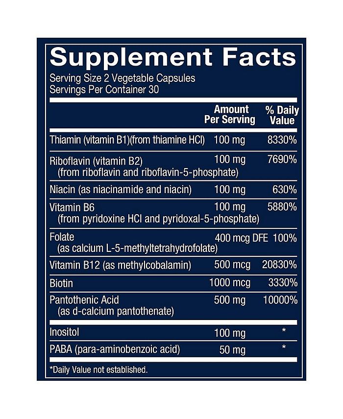 Vthrive Bioactive B-Complex - Vitamin B + Active Coenzymes for Energy Production (60 Vegetable ...
