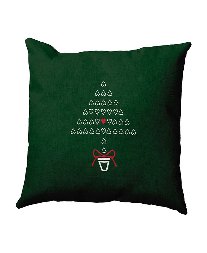 E by Design 16 Inch Green and Red Decorative Christmas Throw Pillow ...