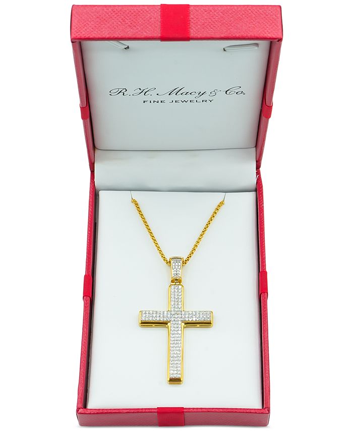 Macy's Men's Diamond Cross 22" Pendant Necklace (1 ct. t.w.) - Macy's