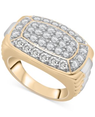 Men's Diamond Cluster Two-Tone Ring (2 ct. t.w.) in 10k Gold - Macy's