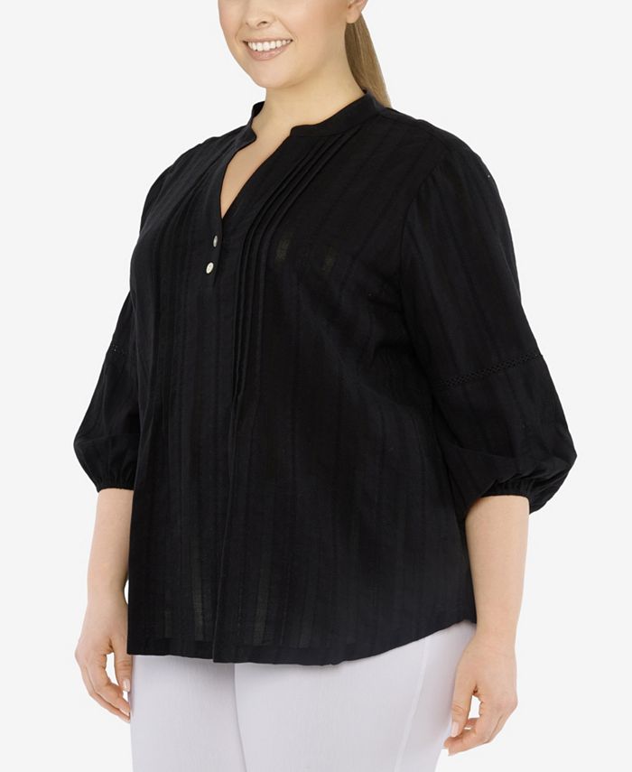 Ruby Rd. Plus Size Woven Solid Gauze Top - Macy's