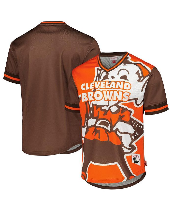 Mitchell & Ness Men's Orange Cleveland Browns Jumbotron 3.0 Mesh V-Neck ...