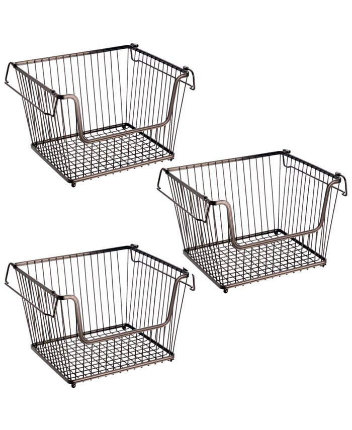 mDesign Stackable Storage Basket with Handles, 3 Pack - Macy's